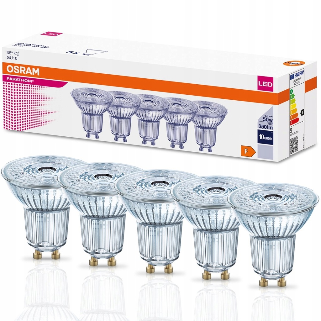5x Żarówka Led Gu10 4 3w 50w 350lm 4000k 36° Osram 11469407259