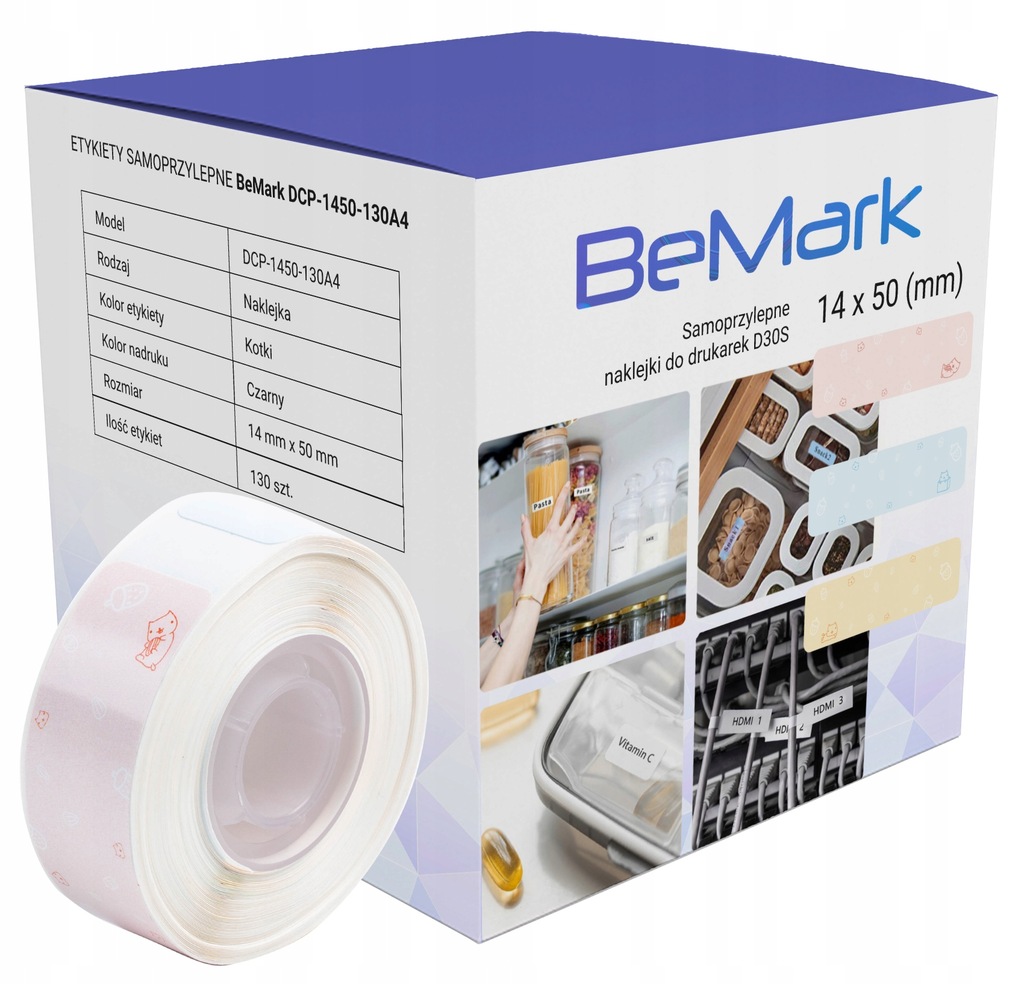 BeMark naklejki termiczne wzór D30S 14x50mm 130szt - 11456403604 ...