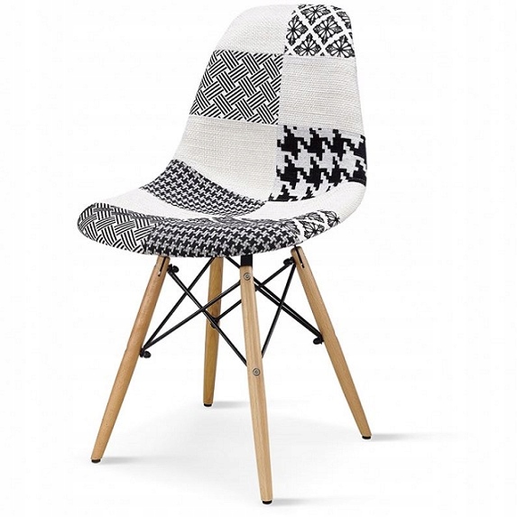 Krzesło Skandynawskie DSW Krata Patchwork Salon - 11571751076 - oficjalne archiwum Allegro