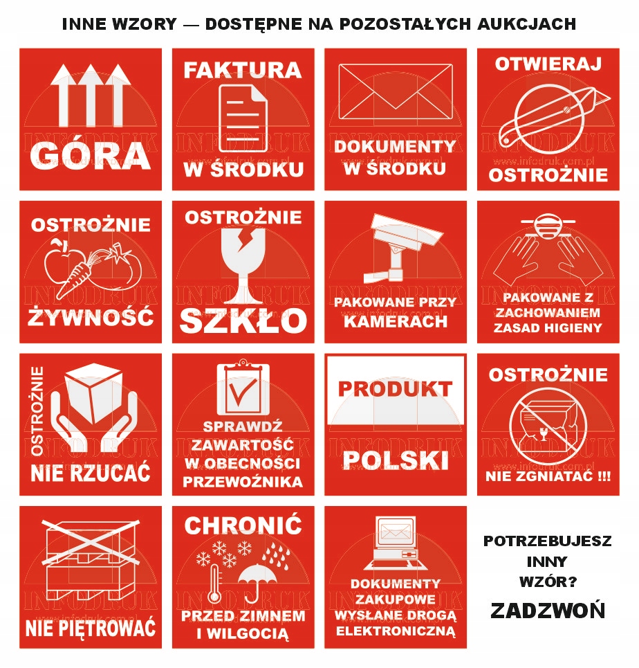 Naklejka NIE RZUCAĆ 75x75/250szt etykieta paczka - 10196269959 ...