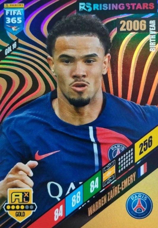 ZAIRE-EMERY WARREN PSG RISING STARS GOLD GOL 16 KARTY FIFA 365 2024 ...