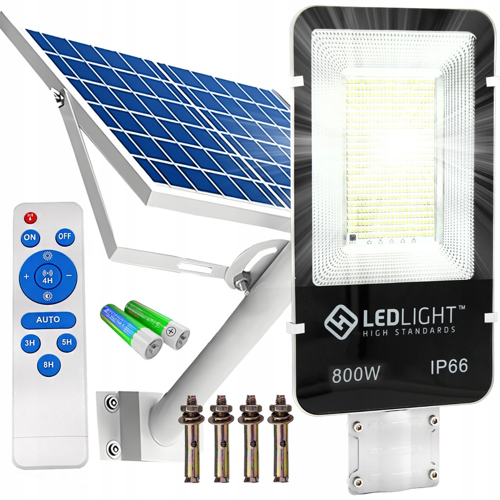 LAMPA SOLARNA uliczna LED lampy ogrodowe latarnia czujnik mocna 800W pilot - 15171534430 ...