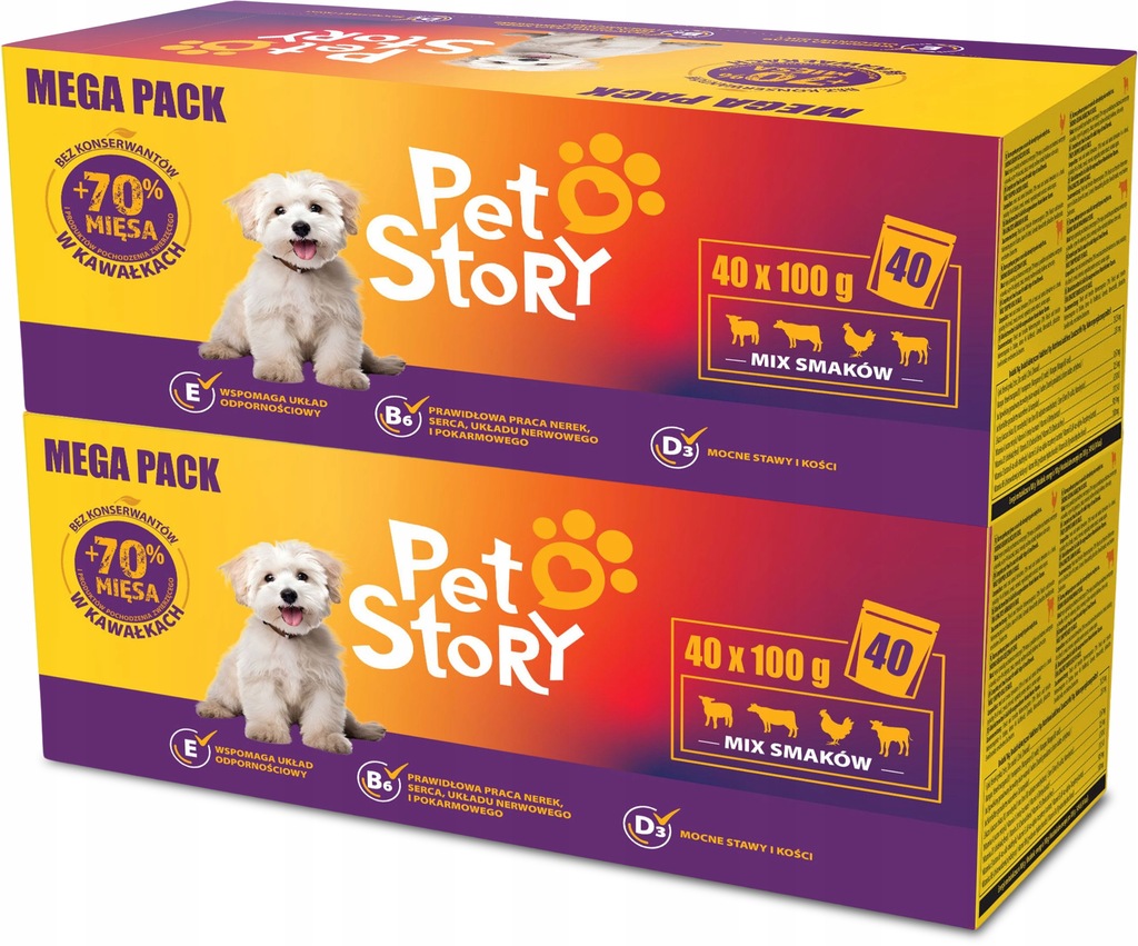 ZESTAW PETSTORY Karm mokrych dorosłych PSÓW mix smaków 70% MIĘSA 80x100g - 14878235206 ...