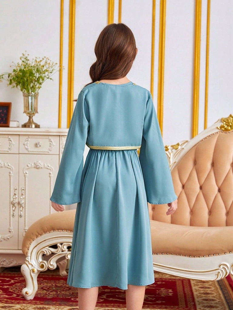 HAFT WSTAWKA AAI NF9__140 SHEIN ROZKLOSZOWANA NIEBIESKA SUKIENKA - 14763575839 - oficjalne ...