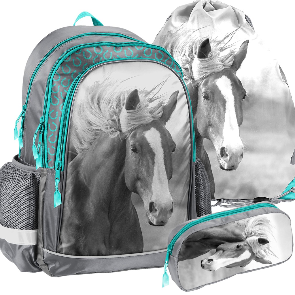 PLECAK SZKOLNY PIÓRNIK i WOREK Z KONIEM KOŃ KONIE - 6912763710 - oficjalne archiwum Allegro