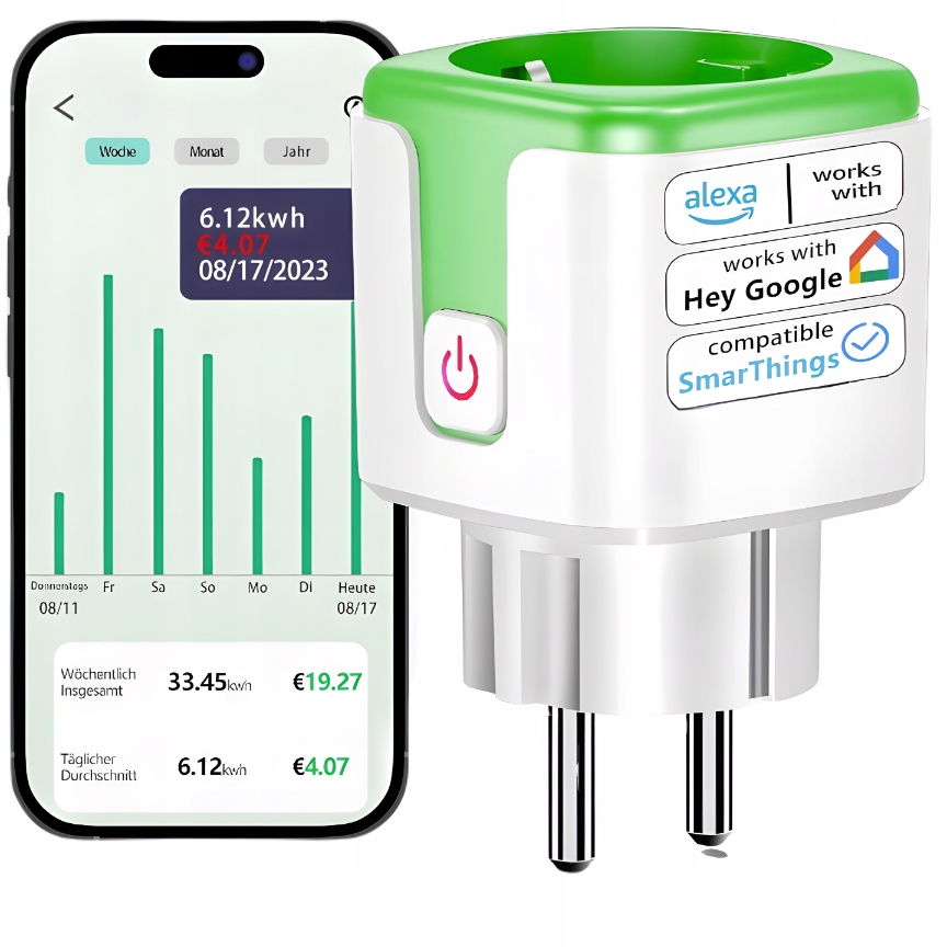 Programator Czasowy WiFi Smart 16A Watomierz Inteligentne Gniazdko Timer - 16581707570 ...