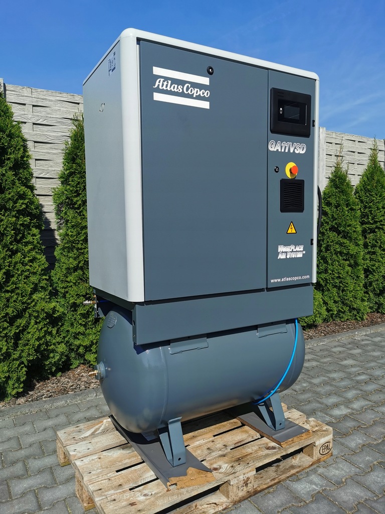 11kw + FALOWNIK kompresor śrubowy ATLAS COPCO GA11VSD 1700l/min ...