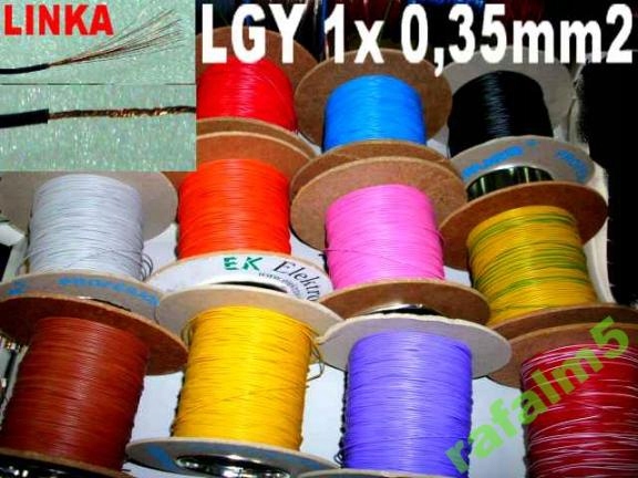 KABEL PRZEWÓD LGY 1x0,35mm2 CZERWONY z biał za 10 - 12154787655 - oficjalne archiwum Allegro