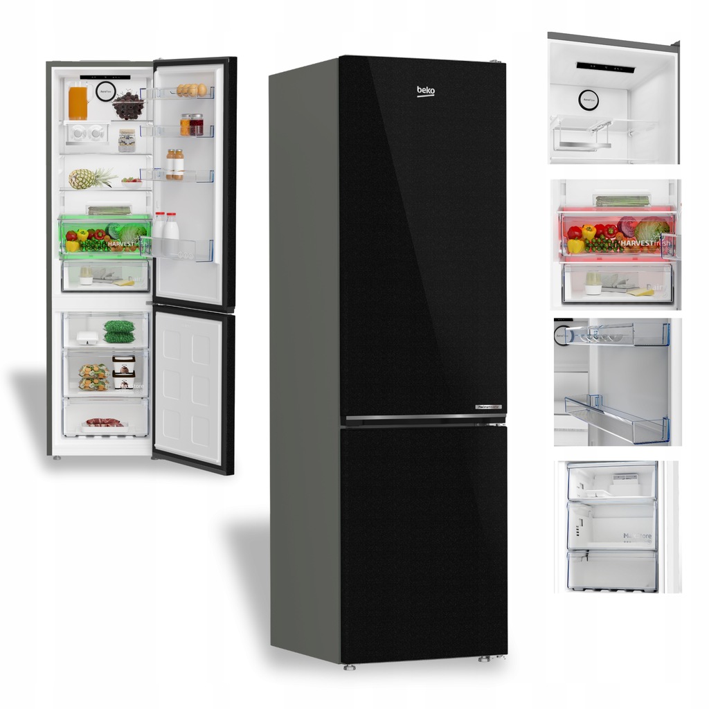 Lodówka BEKO B5RCNA405ZUK No Frost 203.5cm Czarne szkło A4335 ...