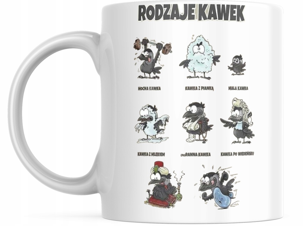 KUBEK NA PREZENT ŚMIESZNE RODZAJE KAWEK - 13421899165 - oficjalne archiwum Allegro