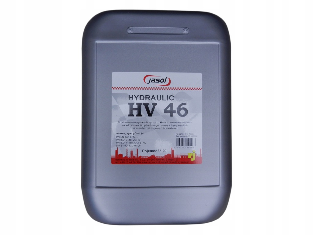 JASOL HYDRAULIC HV 46 HV46 20L olej hydrauliczny - 7630702550 - oficjalne archiwum Allegro