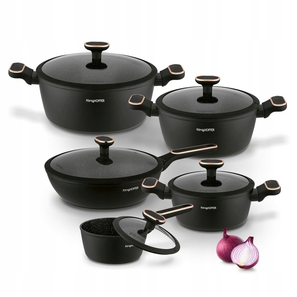 Elegancki ZESTAW GARNKI INDUKCJA komplet PATELNIA miedziana linia ROSE ...