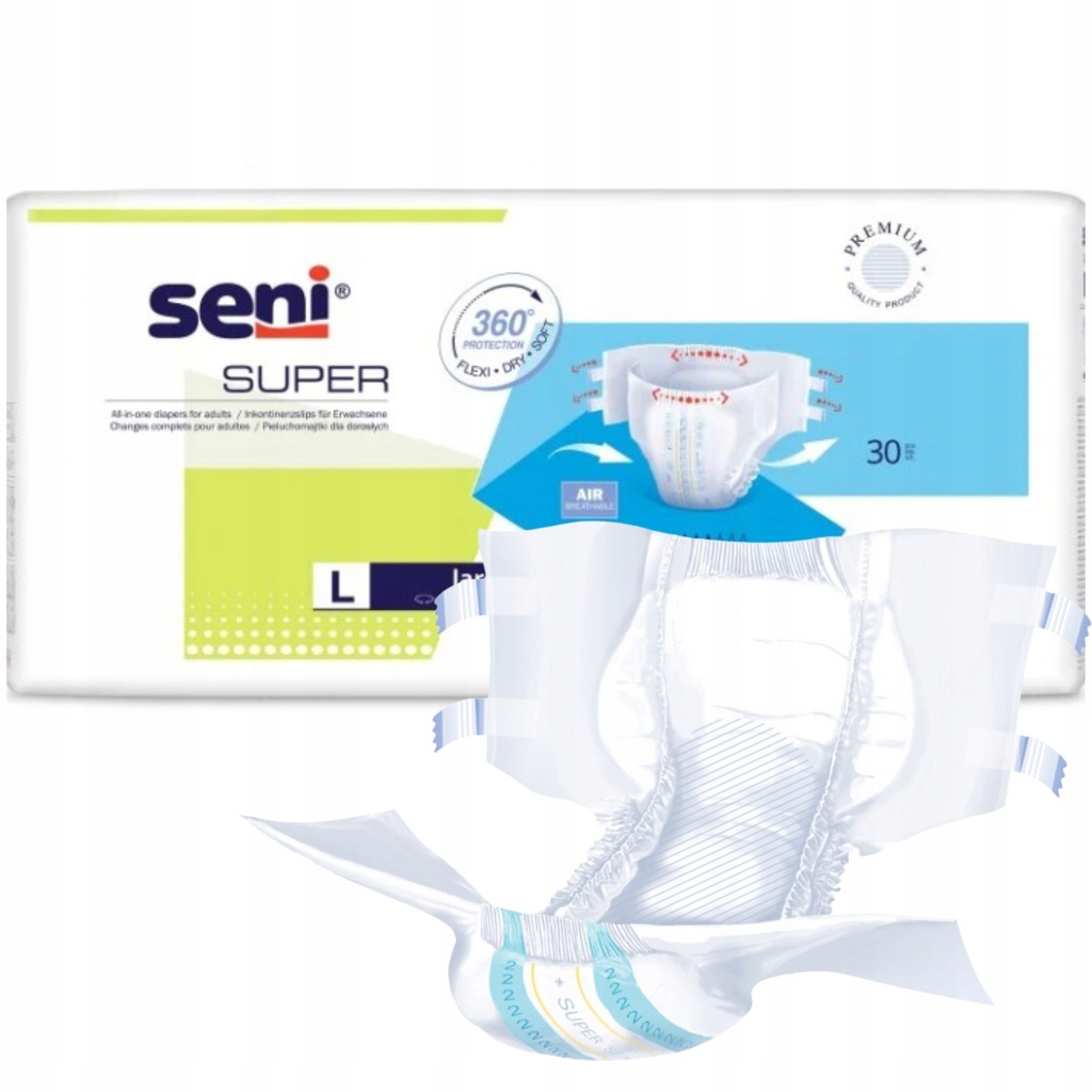 Super Seni pampersy dla dorosłych na rzepy L - 13291867624 - oficjalne archiwum Allegro