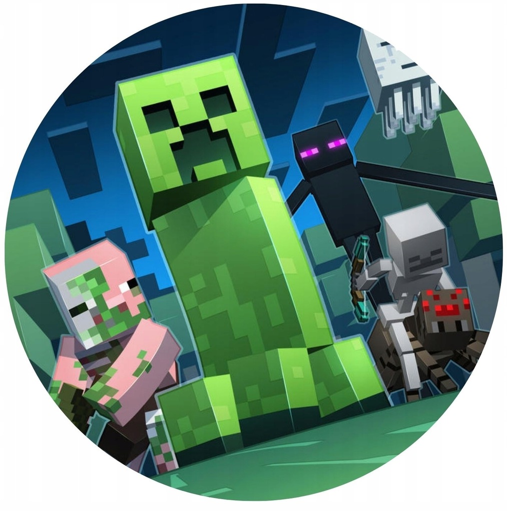 OPŁATEK NA TORT 20CM Minecraft TWÓJ NAPIS Prezent - 13117600762 ...