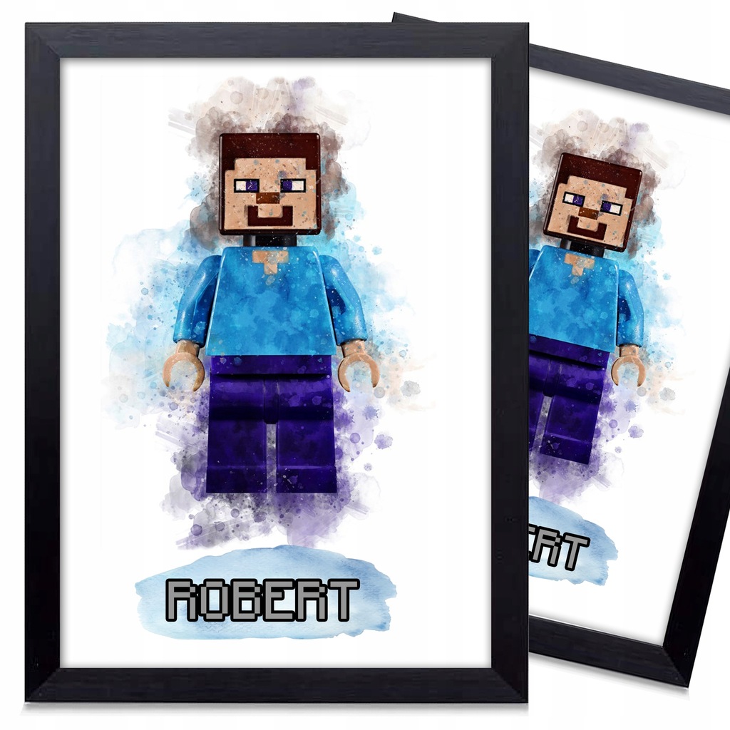 PLAKAT A4 MINECRAFT AKWARELA IMIĘ + RAMKA PREZENT - 11317545696 ...
