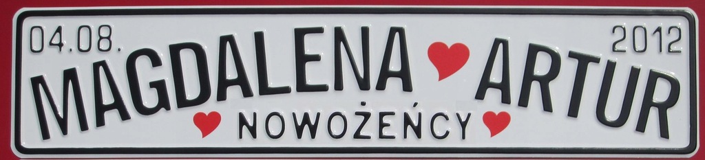 ślubna tablica do auta z imionami Młodej Pary - 13094225693 - oficjalne ...