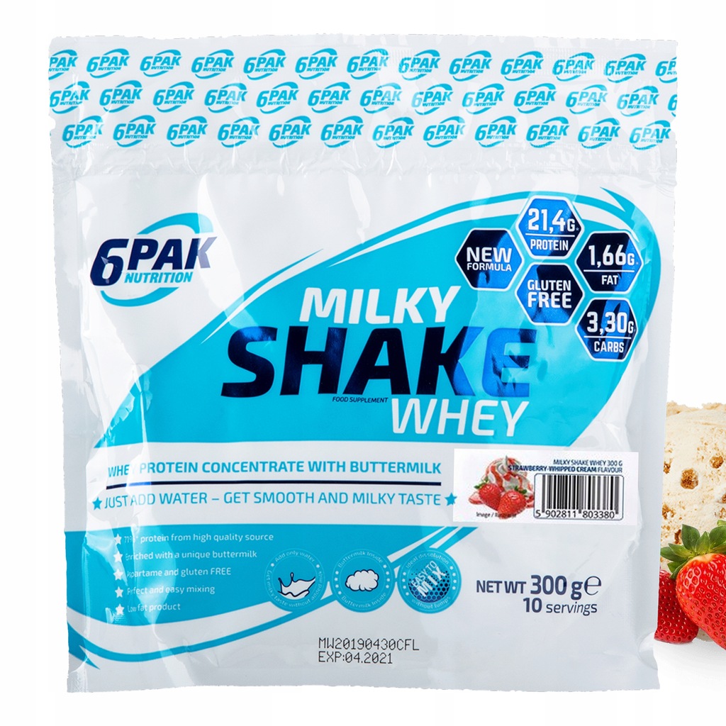 6PAK MILKY SHAKE WHEY 300g BIAŁKO WPC Z MAŚLANKĄ - 13024366044 - oficjalne archiwum Allegro