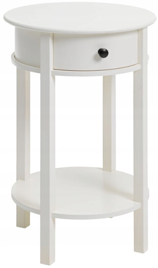 Stolik nocny okrągły szafka z szuflada loft biały - 12652849999 ...