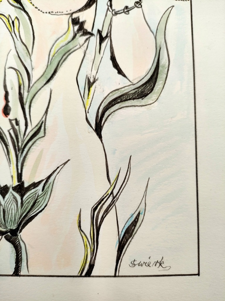 Józef Świerk - obraz rysunek piórkiem Nimfa AKT 2 - 12936238593 ...