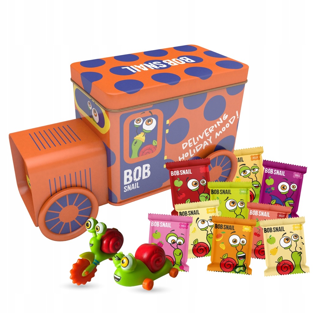 BOB SNAIL zestaw przekąsek zabawka DUŻA METALOWA LOKOMOTYWA bez cukru ...