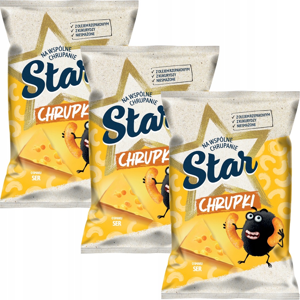 Star Chrupki Chipsy Ser Słone przekąski 3x120g - 13345271373 ...