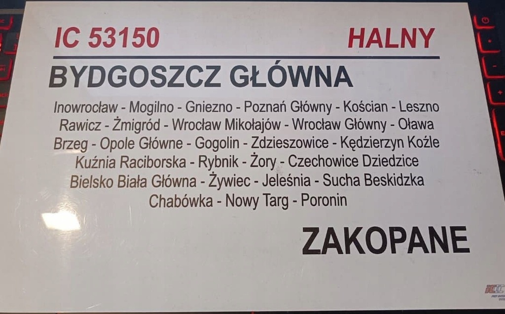 Tablica Relacyjna PKP IC Halny (Zakopane) - 12655664201 - oficjalne archiwum Allegro