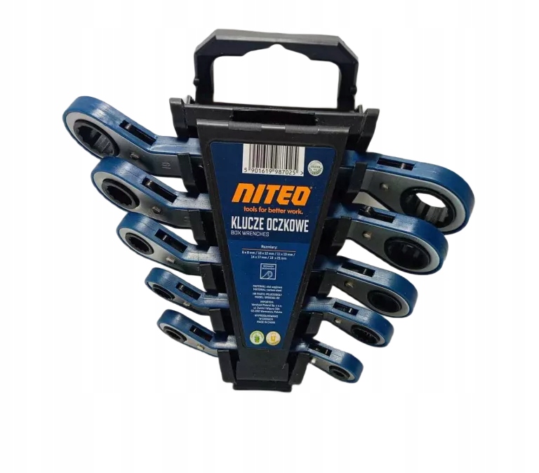 NITEO TOOLS ZESTAW KLUCZY OCZKOWYCH Z GRZECHOTKĄ 5SZT. - 14481712885 - oficjalne archiwum Allegro