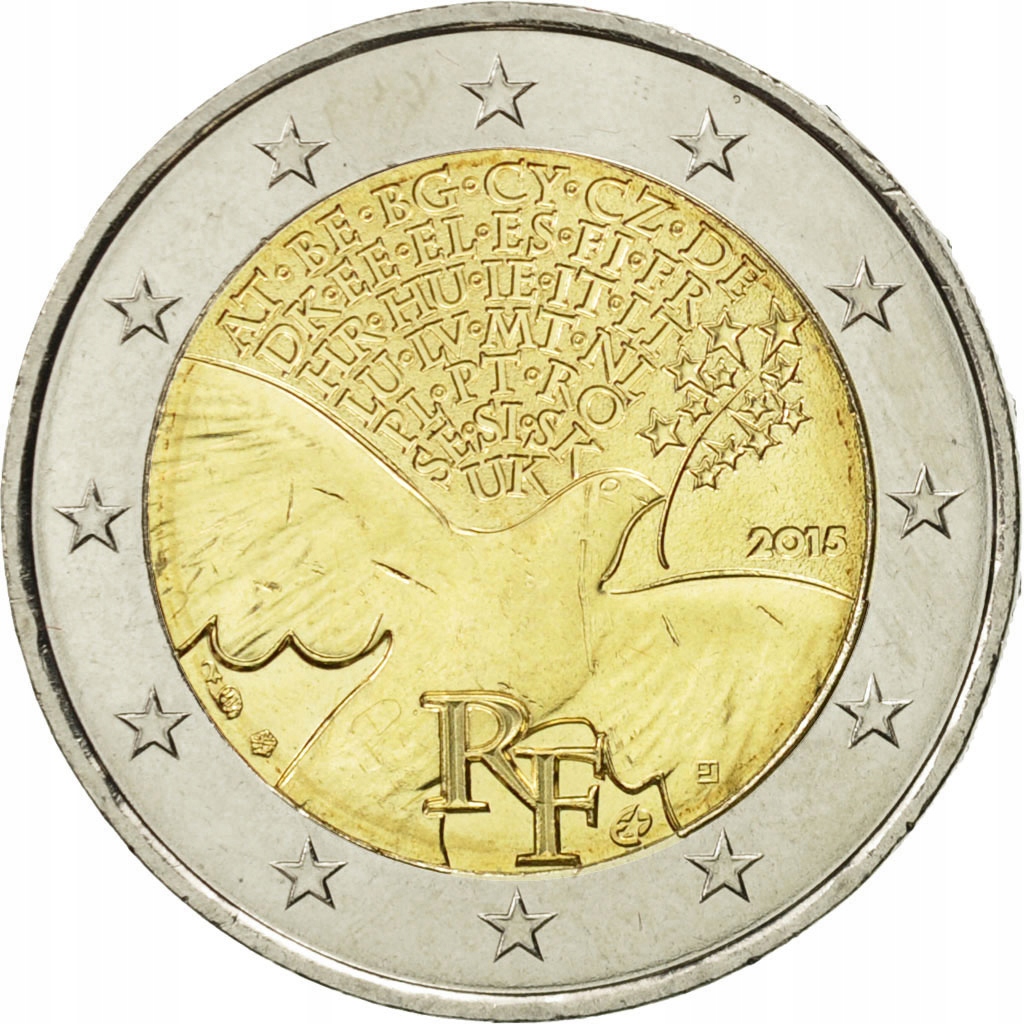 Moneta, Francja, 2 Euro, La Paix, 2015, Paris, MS( - 10088447877 ...