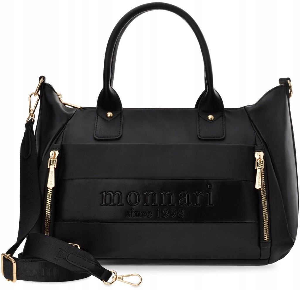 MONNARI PAKOWNA TOREBKA DAMSKA SPORTOWA SHOPPER NA RAMIĘ CZARNA SKÓRZANA - 16921240300 ...