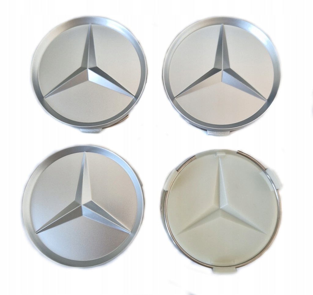 MERCEDES DEKIELKI KAPSLE SREBRNY MAT 75mm/70mm - 14584415175 - oficjalne archiwum Allegro