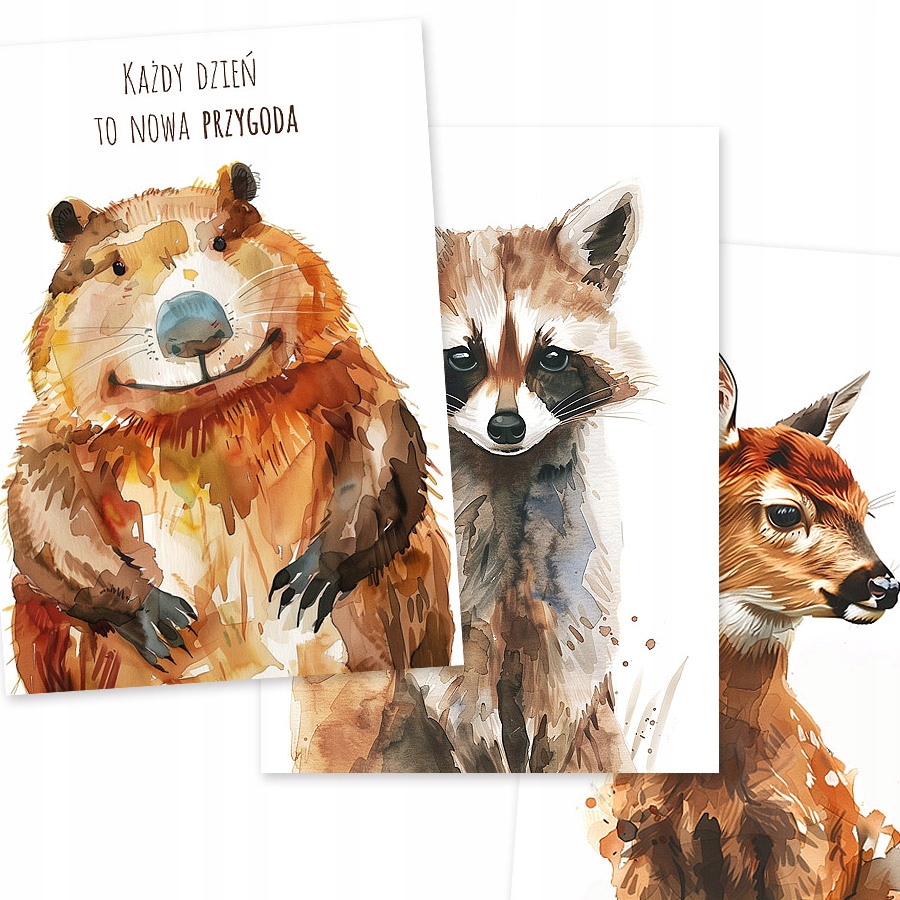 Własny Zestaw Plakaty Obrazki Dziecięce ZWIERZĘTA LEŚNE Imię Tekst ...