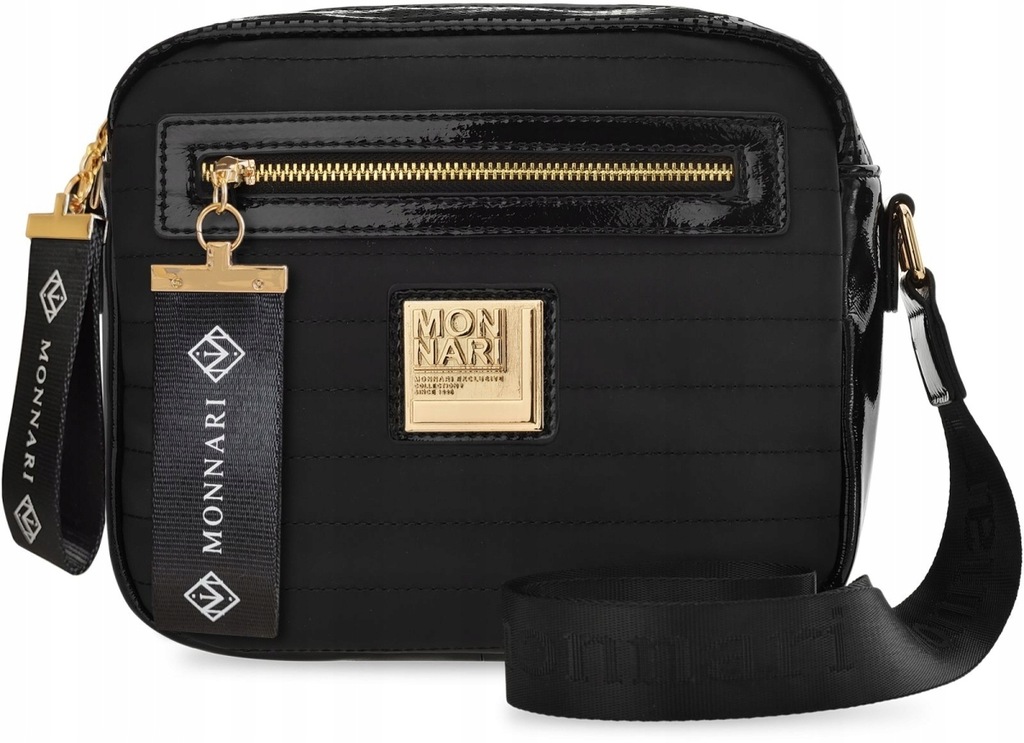 SPORTOWA Pikowana TOREBKA Listonoszka MONNARI LOGO Damska Czarna Z PASKIEM - 14654258058 ...