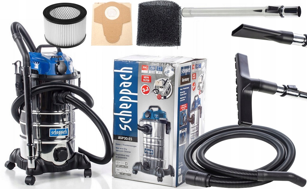 SCHEPPACH ASP30ES ODKURZACZ PRZEMYSŁOWY 3W1 MOKRO - 13292131669 - oficjalne archiwum Allegro