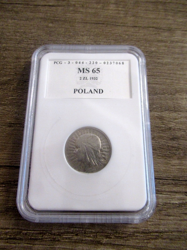Moneta 2 złote 1932 głowa kobiety grading MS65 PCG - 10688530825 ...
