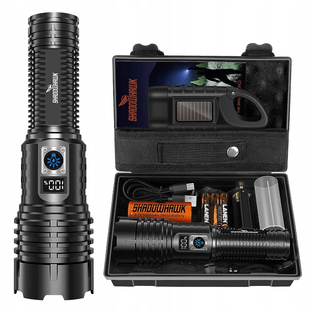 Shadowhawk Latarka Taktyczna LED 20000 LUMENÓW - 13714305953 ...