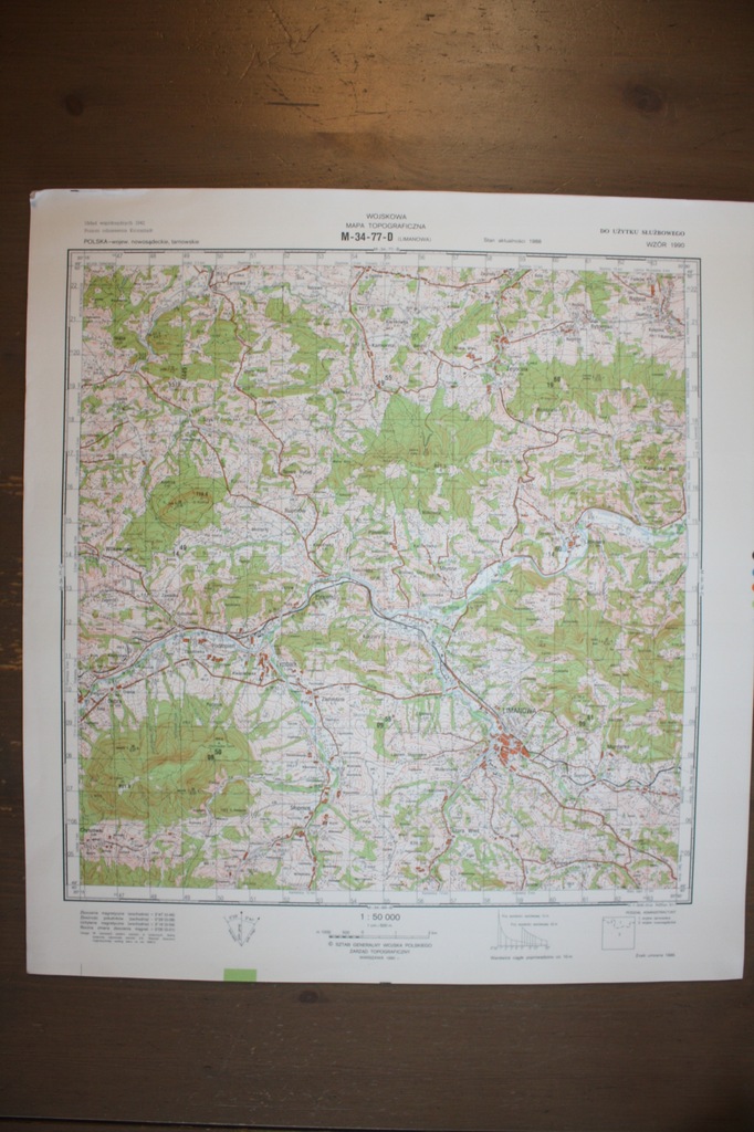 WOJSKOWA MAPA TOPOGRAFIACZNA SZTAB GENERALNY WP LIMANOWA PRL WZÓR 1990 ...