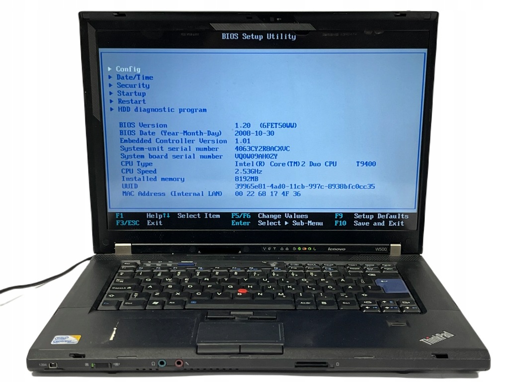 Lenovo ThinkPad W500 15" C2D 2GB BIOS OK 29 - 14086182047 - oficjalne ...