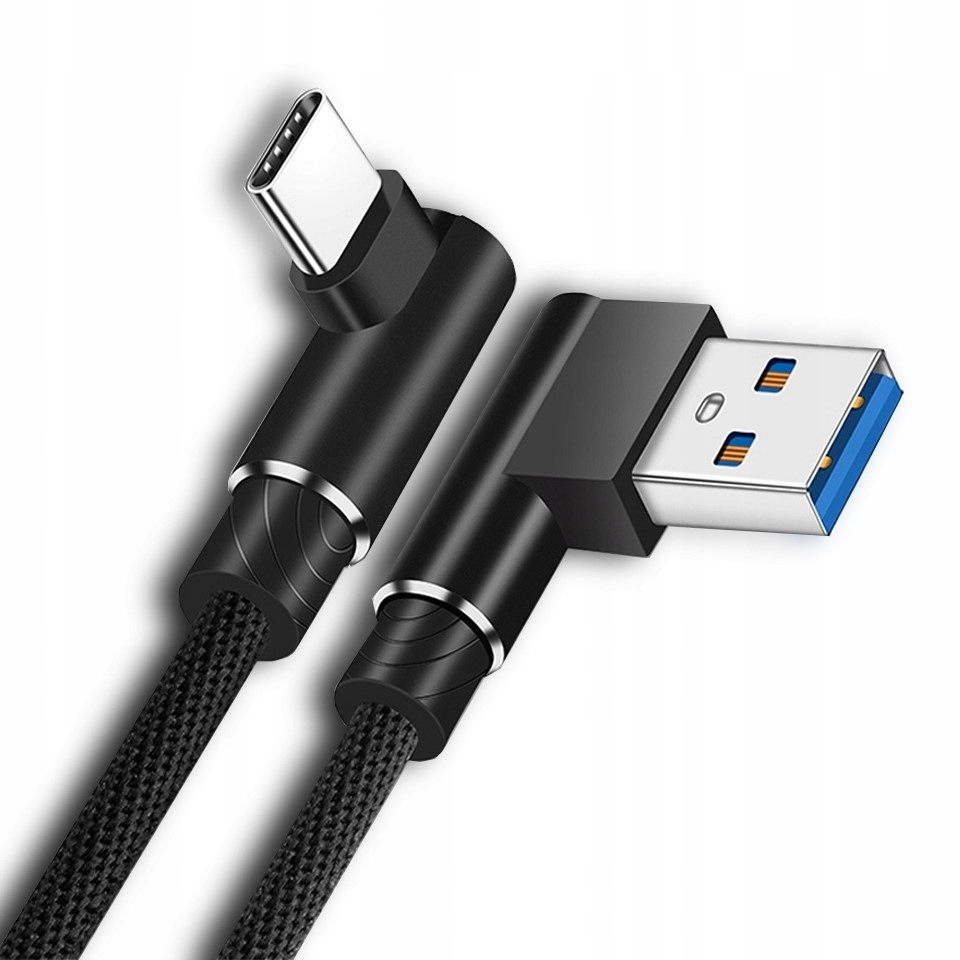 KABLE KĄTOWE USB C CZARNE 0,5M 1M 2M 3 SZTUKI - 12175465746 - oficjalne ...