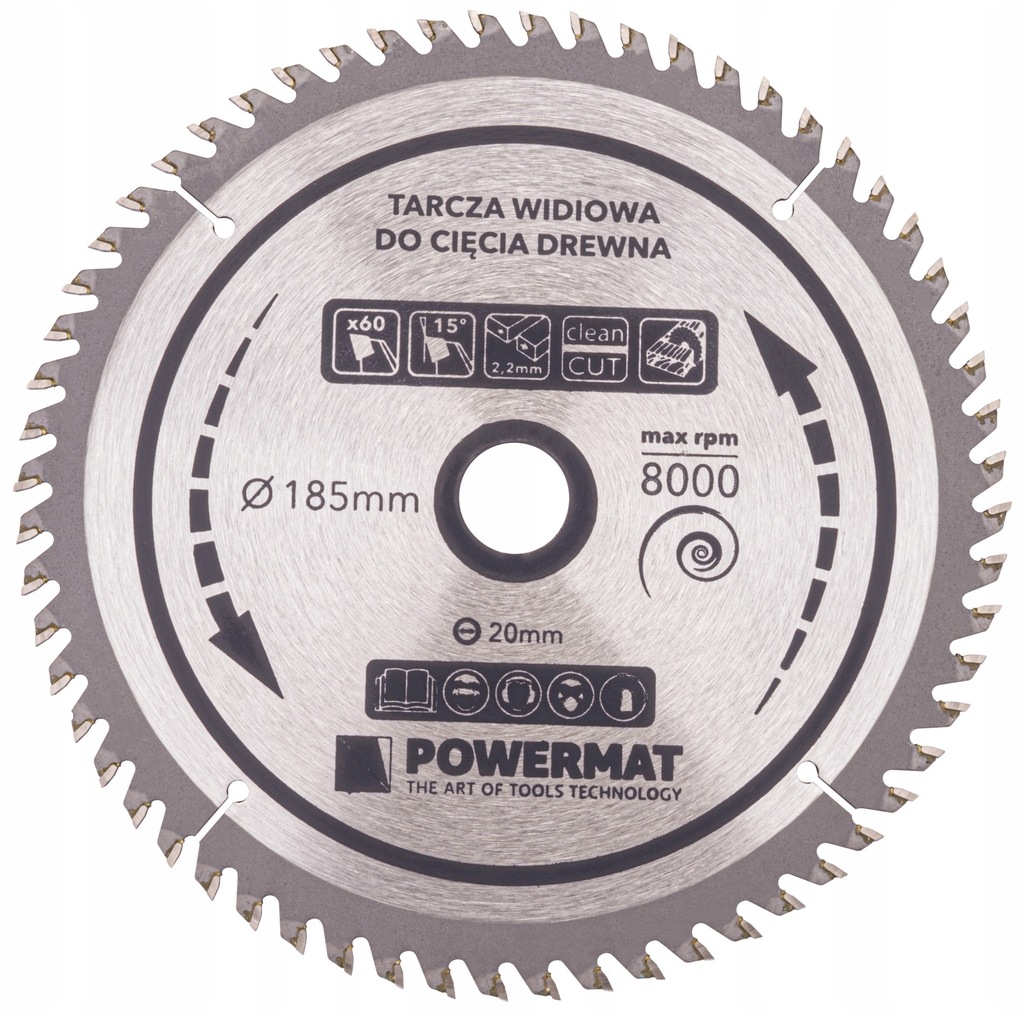 Tarcza widiowa do drewna Powermat Extreme PM0884 185 x 20 mm - 15093105932 - oficjalne archiwum ...
