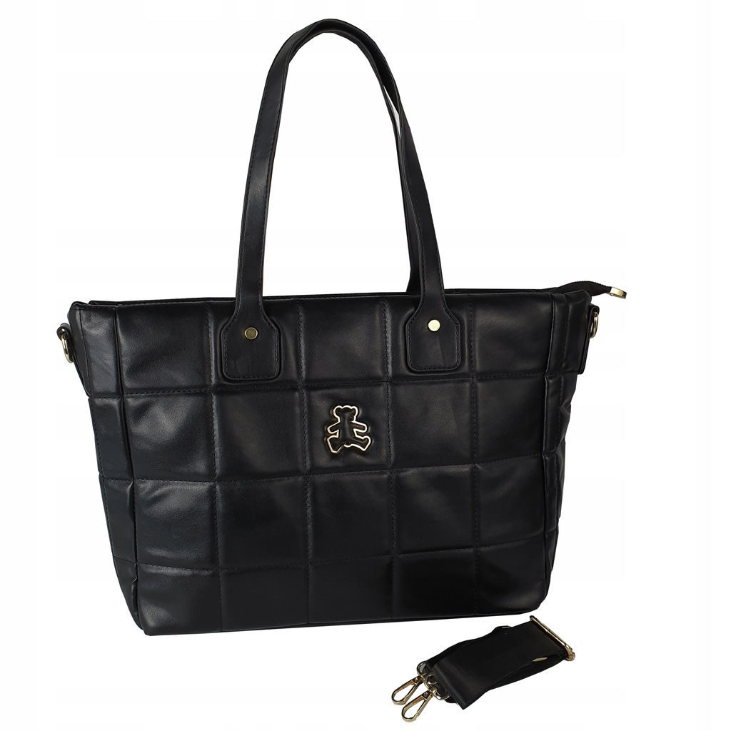 TOREBKA TORBA SHOPPER NA RAMIĘ PIKOWANY Z MISIEM - 13303386948 - oficjalne archiwum Allegro