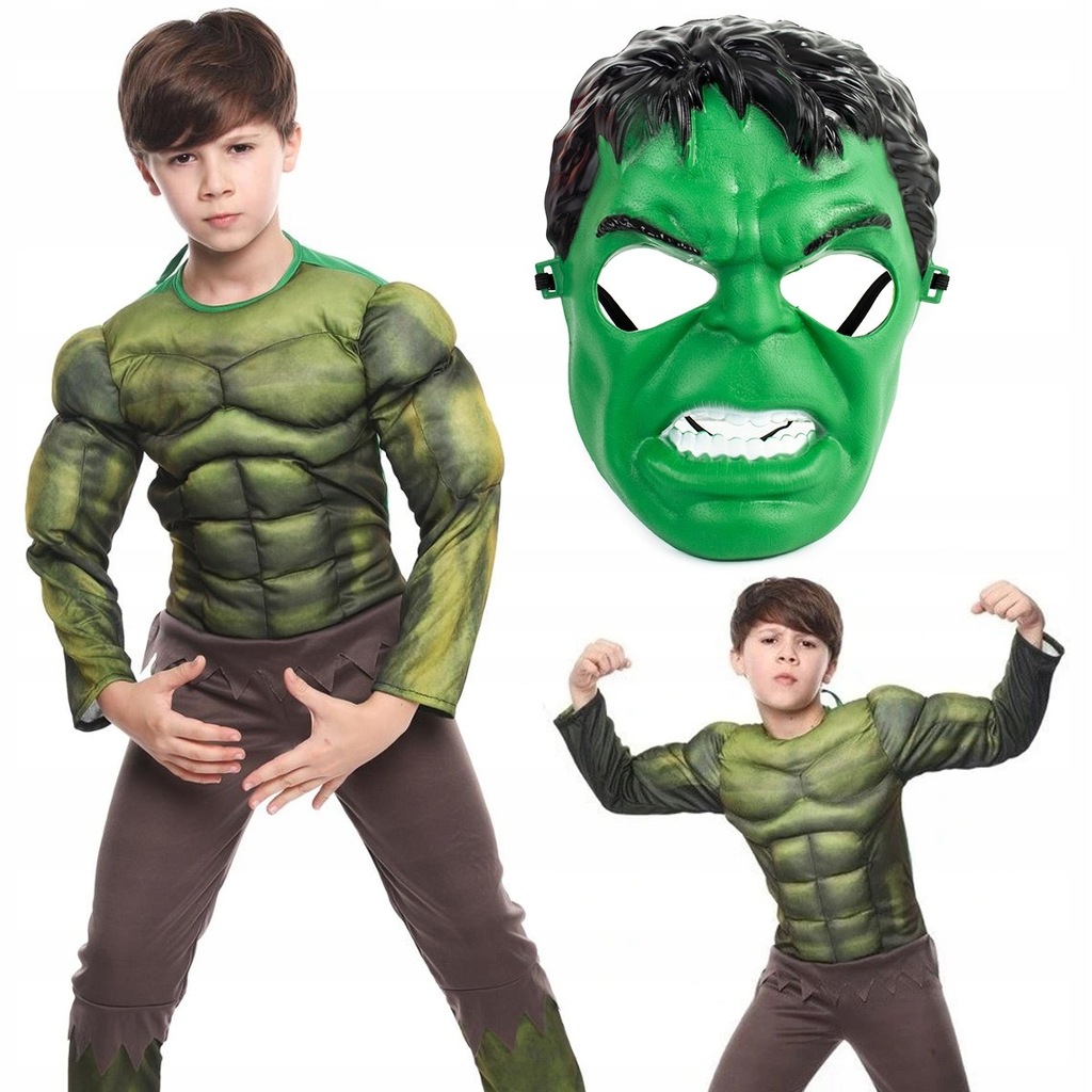 Strój HULK KOSTIUM MASKA MIĘŚNIE 110-122 - 11682648654 - oficjalne ...