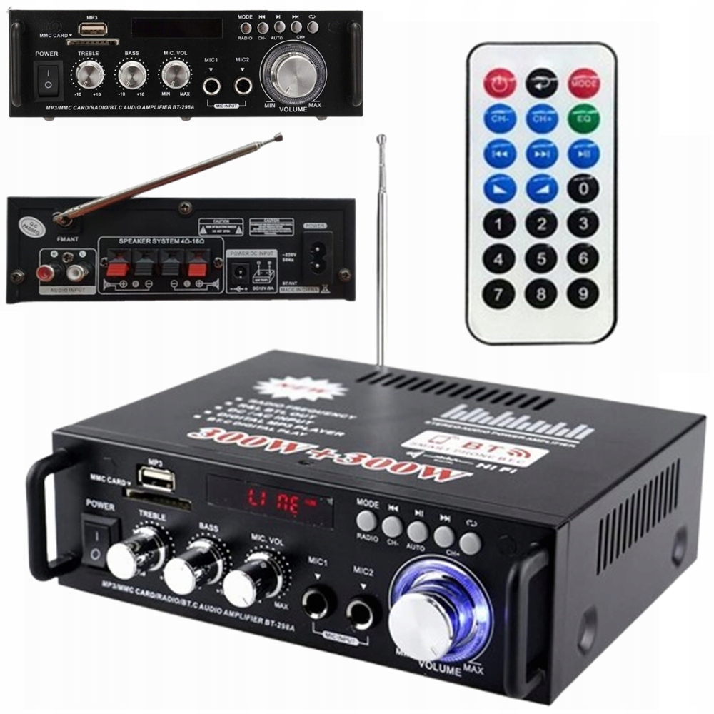 MINI WZMACNIACZ BLUETOOTH STEREO CYFROWY HI-FI FM DO DOMU LUB SAMOCHODU - 14950579980 ...