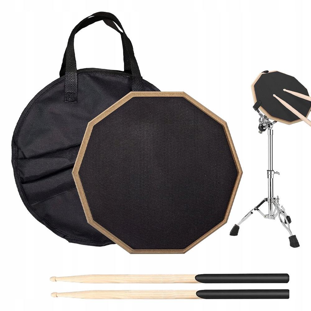 PAD PERKUSYJNY 12 CALI Z 2*PAŁECZKI DO PERKUSJI CZARNY ZESTAW ...