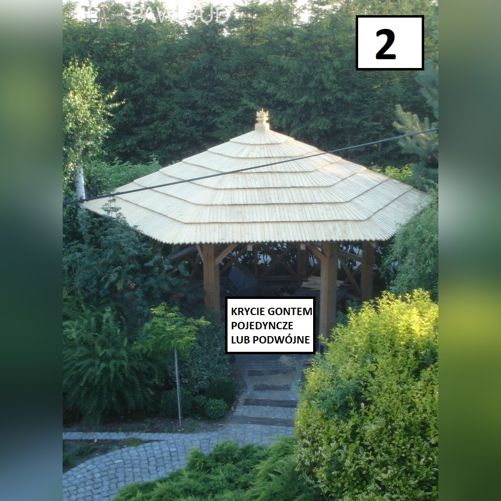 Altana ogrodowa drewniana kryta gontem lub blachą - 13564519016 ...