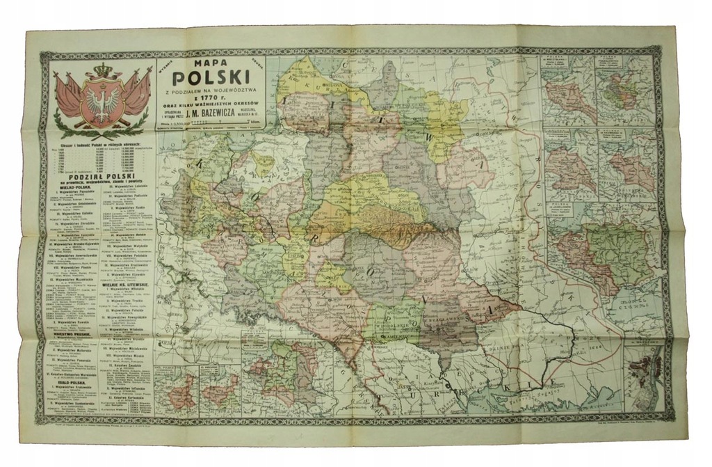 MAPA POLSKI NA ROK 1770 BAZEWICZ II RP (12668) - 10821289703 ...