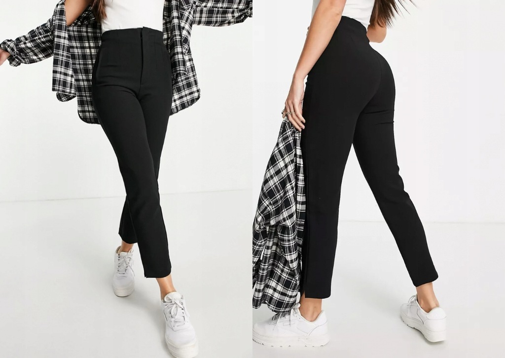 6489c TALL GŁADKIE SPODNIE Z WYSOKIM STANEM XL - 13615972057 ...