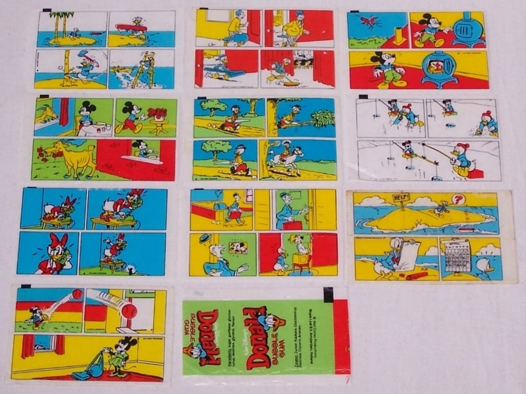 KULTOWE HISTORYJKI GUMA DONALD 10 SZTUK + OPAKOWANIE. ORYGINALNE. BCM ...