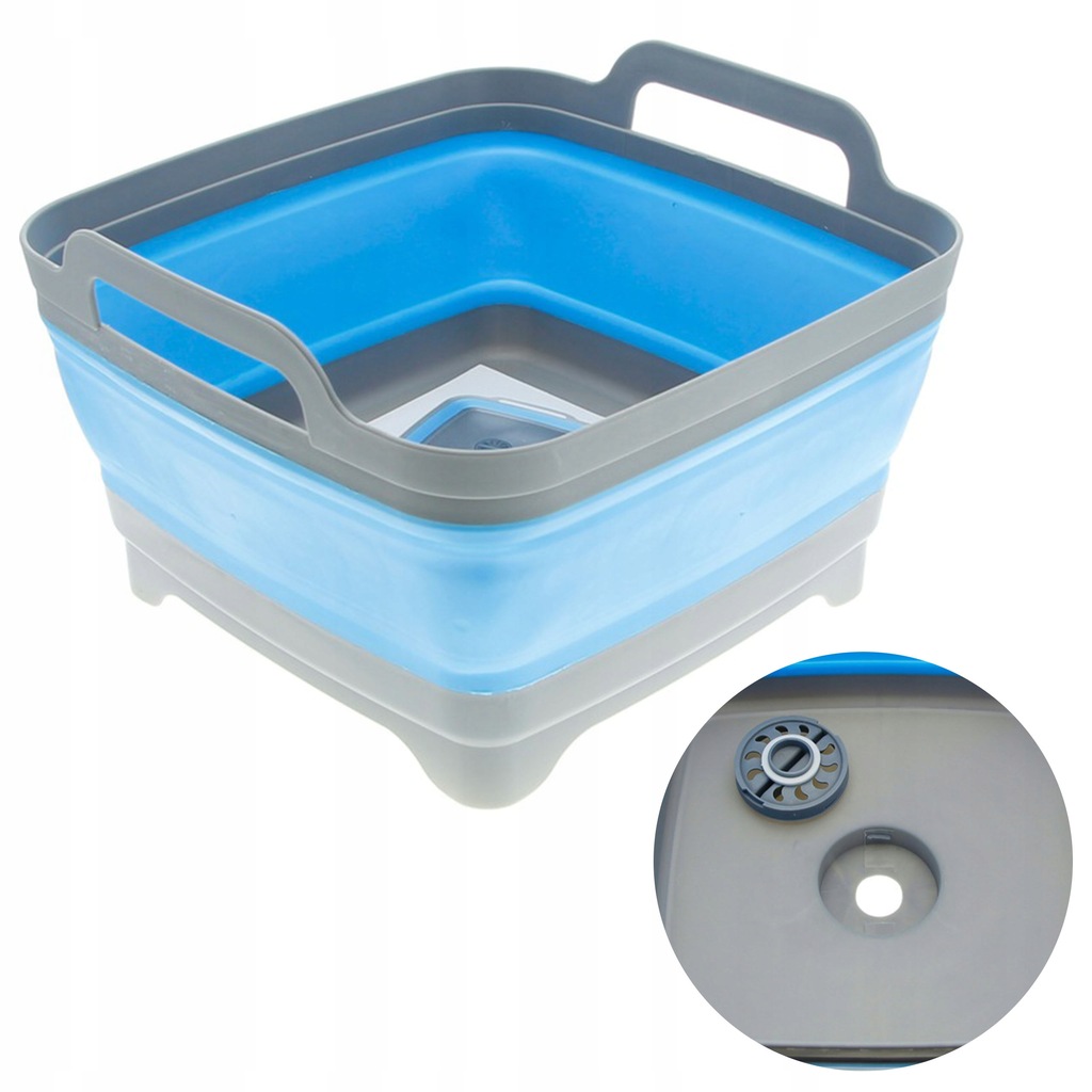 MISKA SKŁADANA Z ODPŁYWEM KORKIEM SILIKONOWA 10L - 10960551274 ...