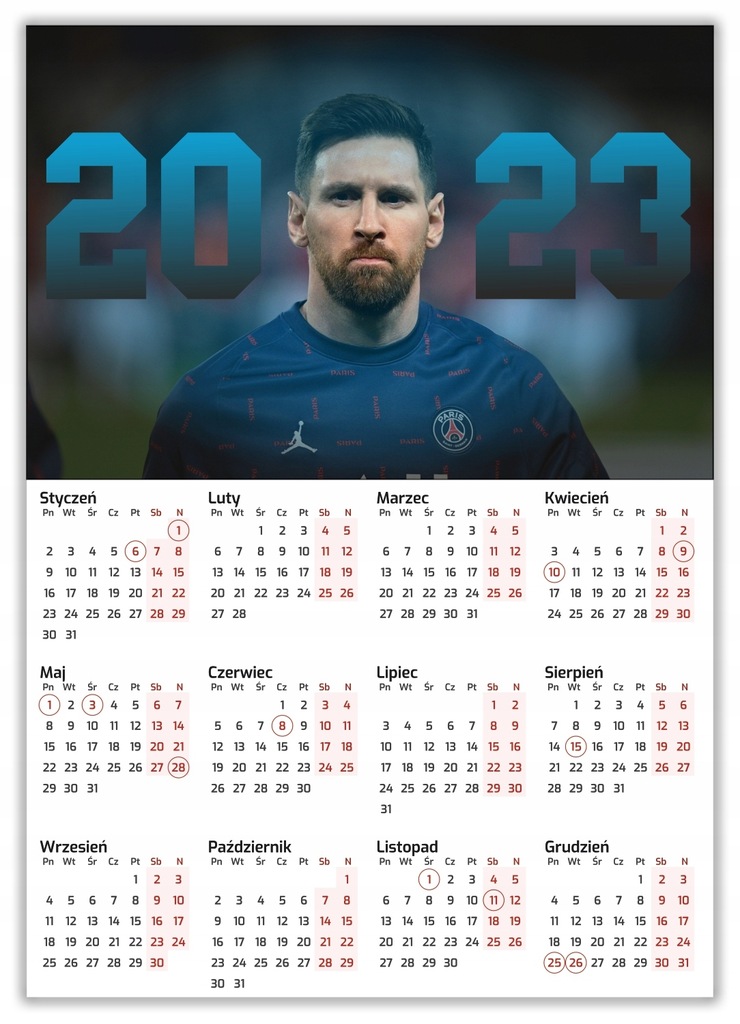 KALENDARZ 2023 PLAKATOWY A2 DMP-MESSI 01 - 12638683913 - oficjalne archiwum Allegro