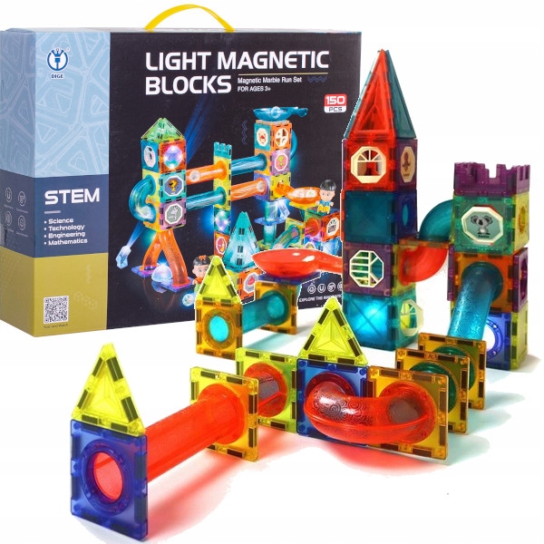 KLOCKI MAGNETYCZNE ŚWIECĄCE MAGNETIC BLOCKS 150szt - 14117422554 ...